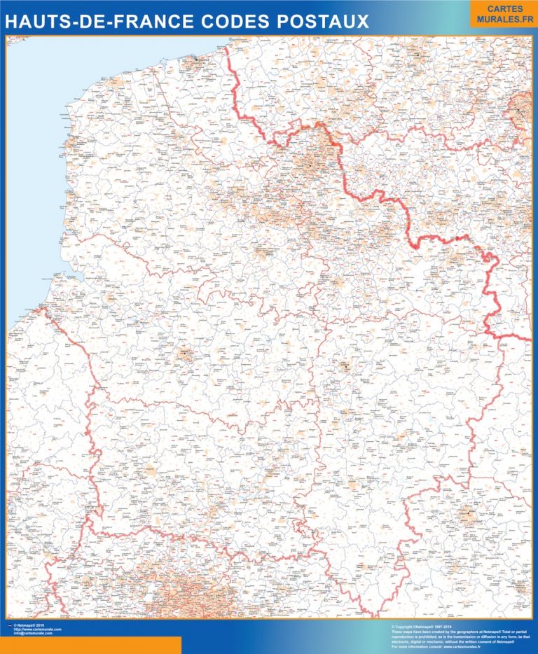 Hauts de France zip codes, Zip codes France maps | Wall maps of the ...