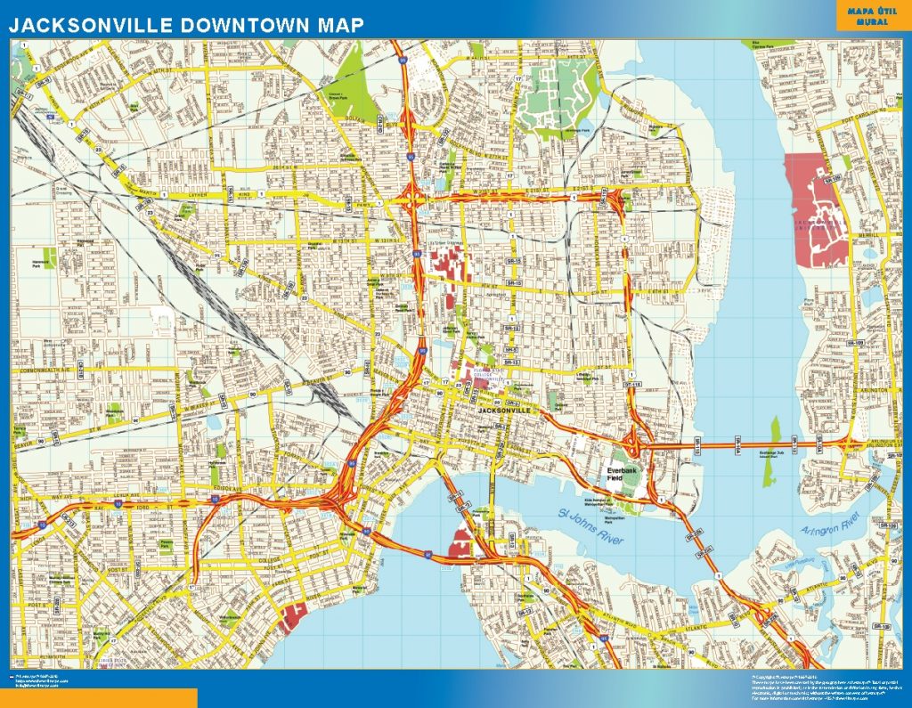 Jacksonville downtown map | Australia wall maps. Shopping online