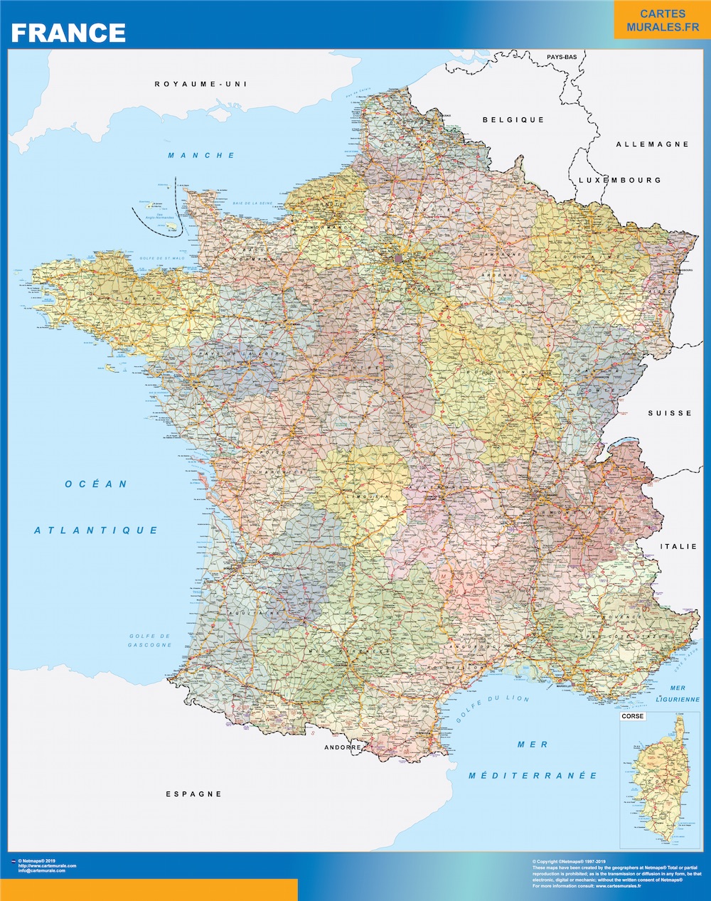 Map of France political | Australia wall maps. Shopping online