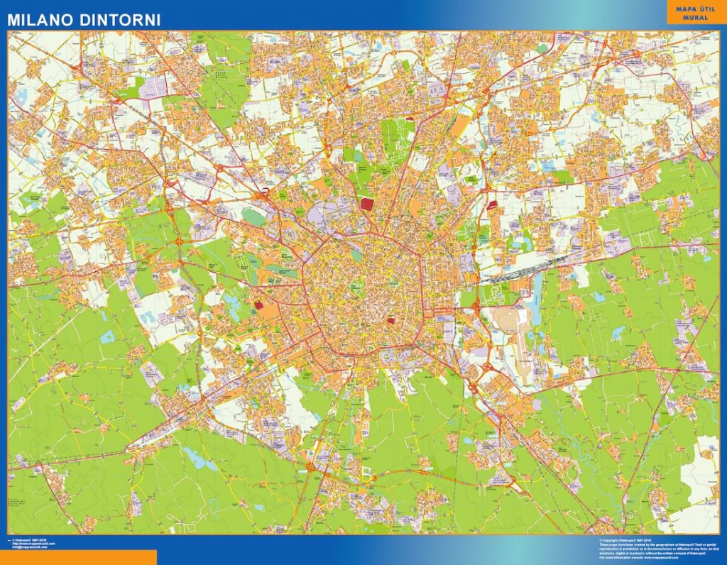 Map of Milano Dintorni city in Italy | Australia wall maps. Shopping online