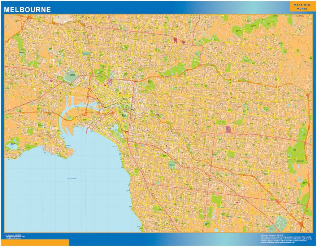 Melbourne laminated map | Australia wall maps. Shopping online