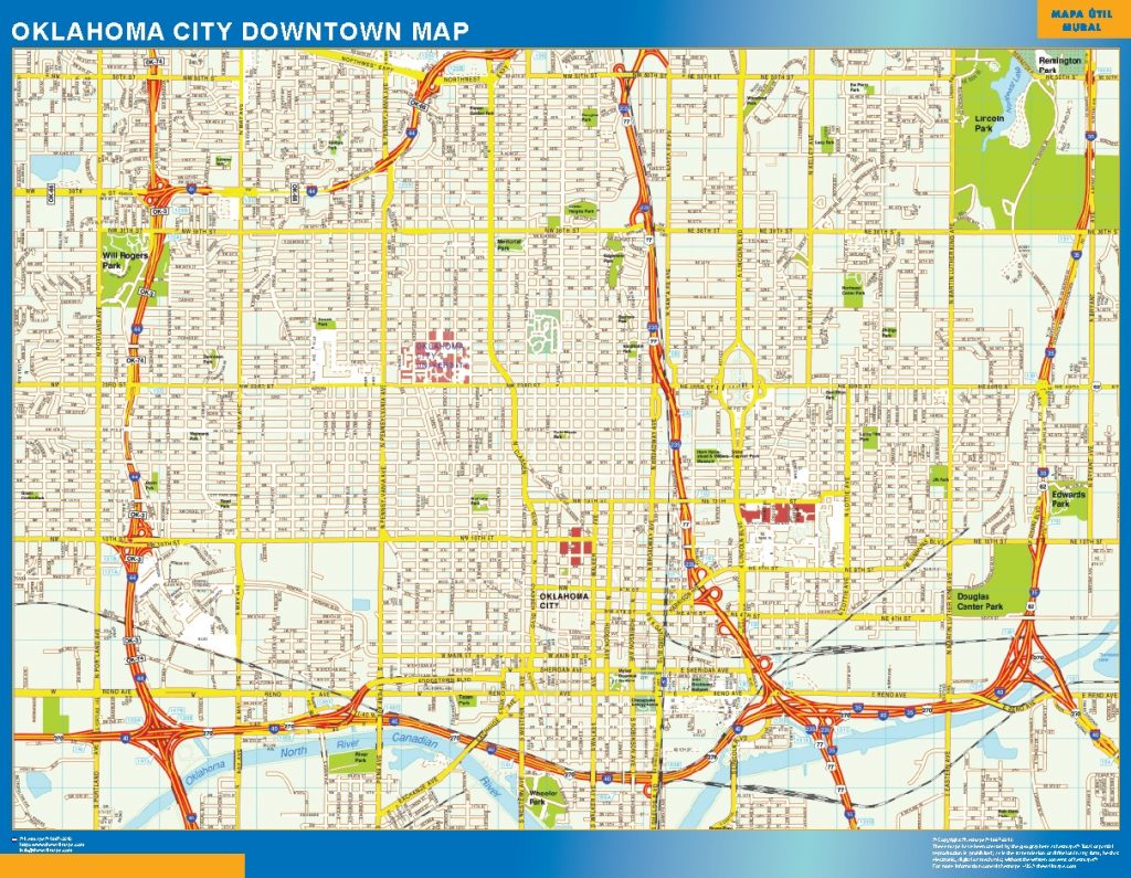 Biggest Oklahoma City downtown map | Australia wall maps. Shopping online