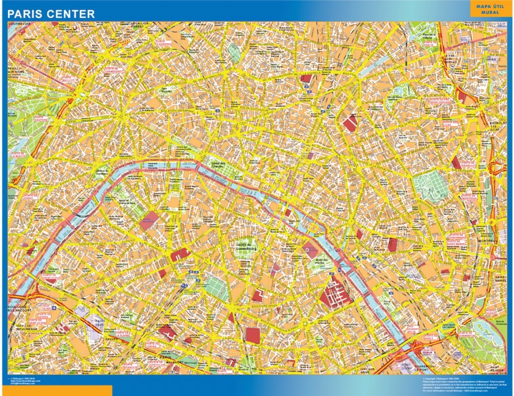 Paris downtown map | Australia wall maps. Shopping online