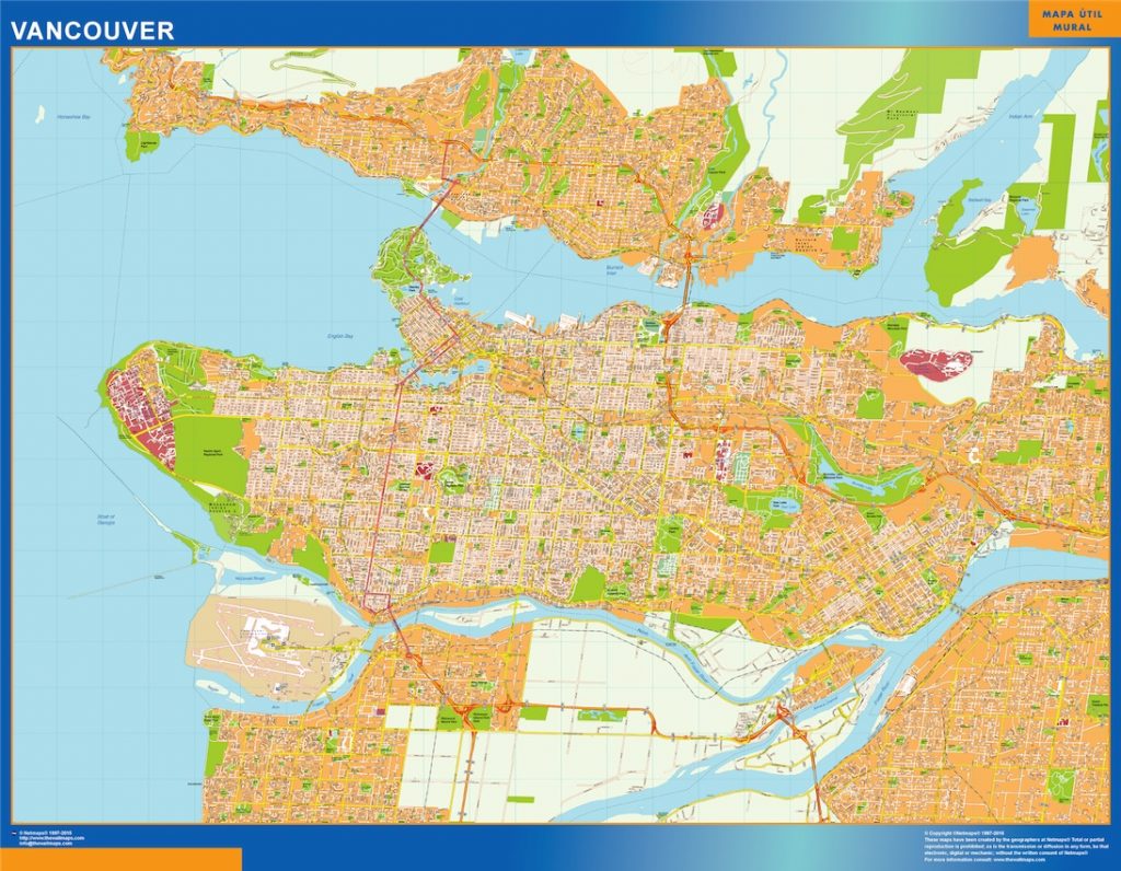 Vancouver wall map, wall maps of Canada | Wall maps of the world ...