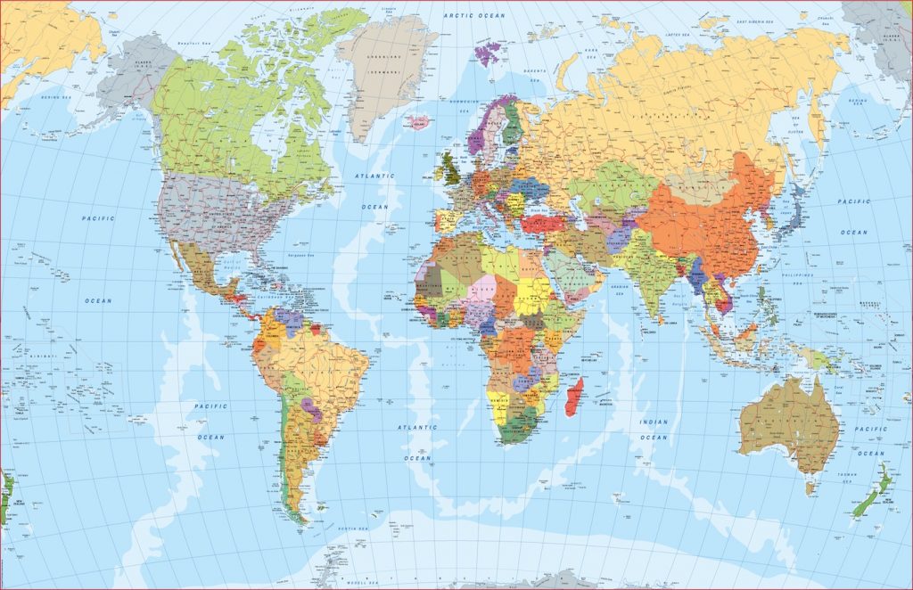 World map english | Australia wall maps. Shopping online